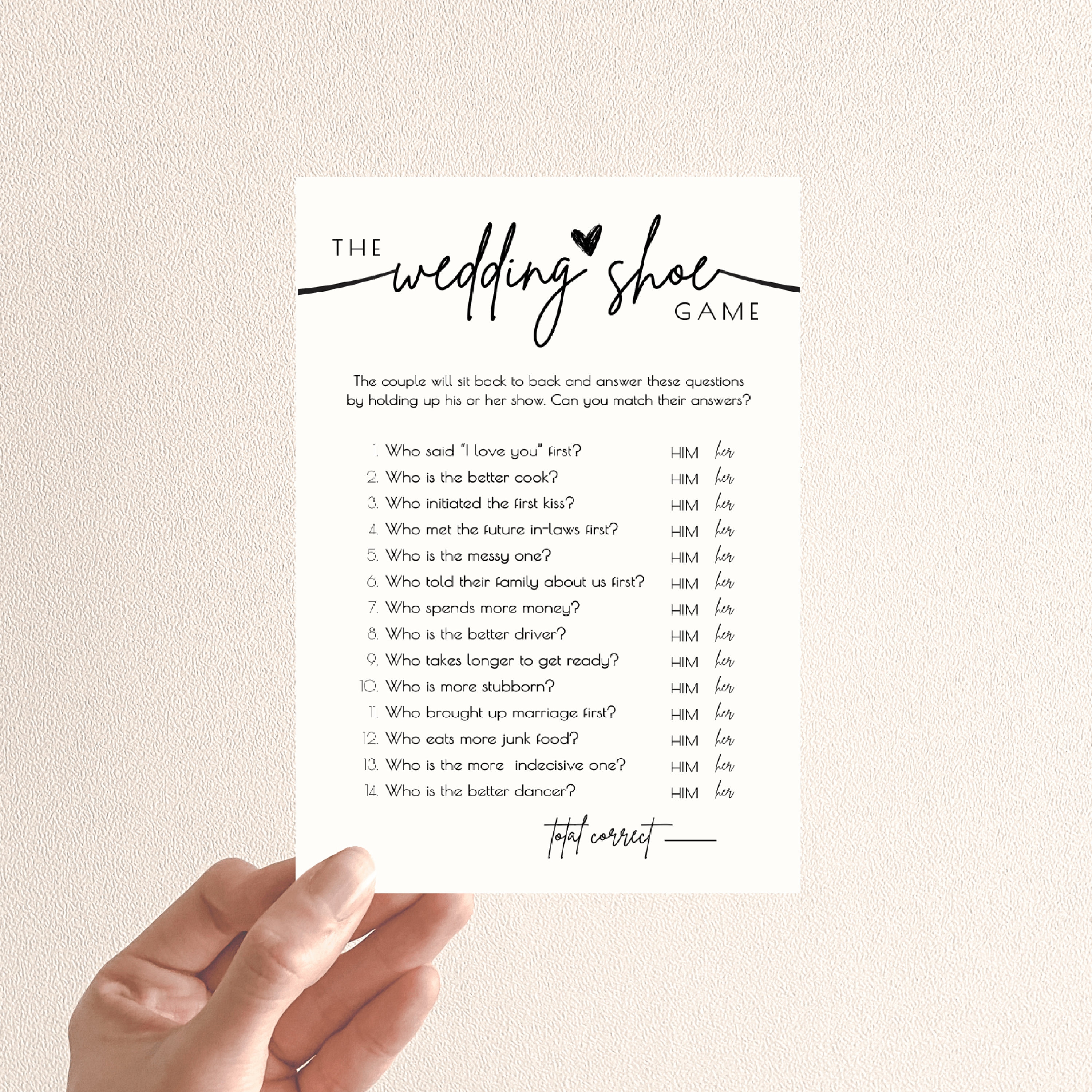 Wedding Shoe Game Bridal Shower Game Wedding Shower Games - Etsy