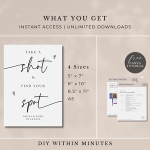 Take a Shot Find Your Spot Sign, Take A Shot Seating Sign, Take a Drink ...