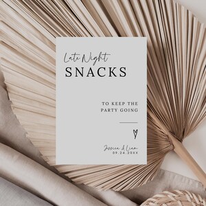 Wedding Snack Bar Sign, Printable Snack Station Sign, Late Night Snacks ...