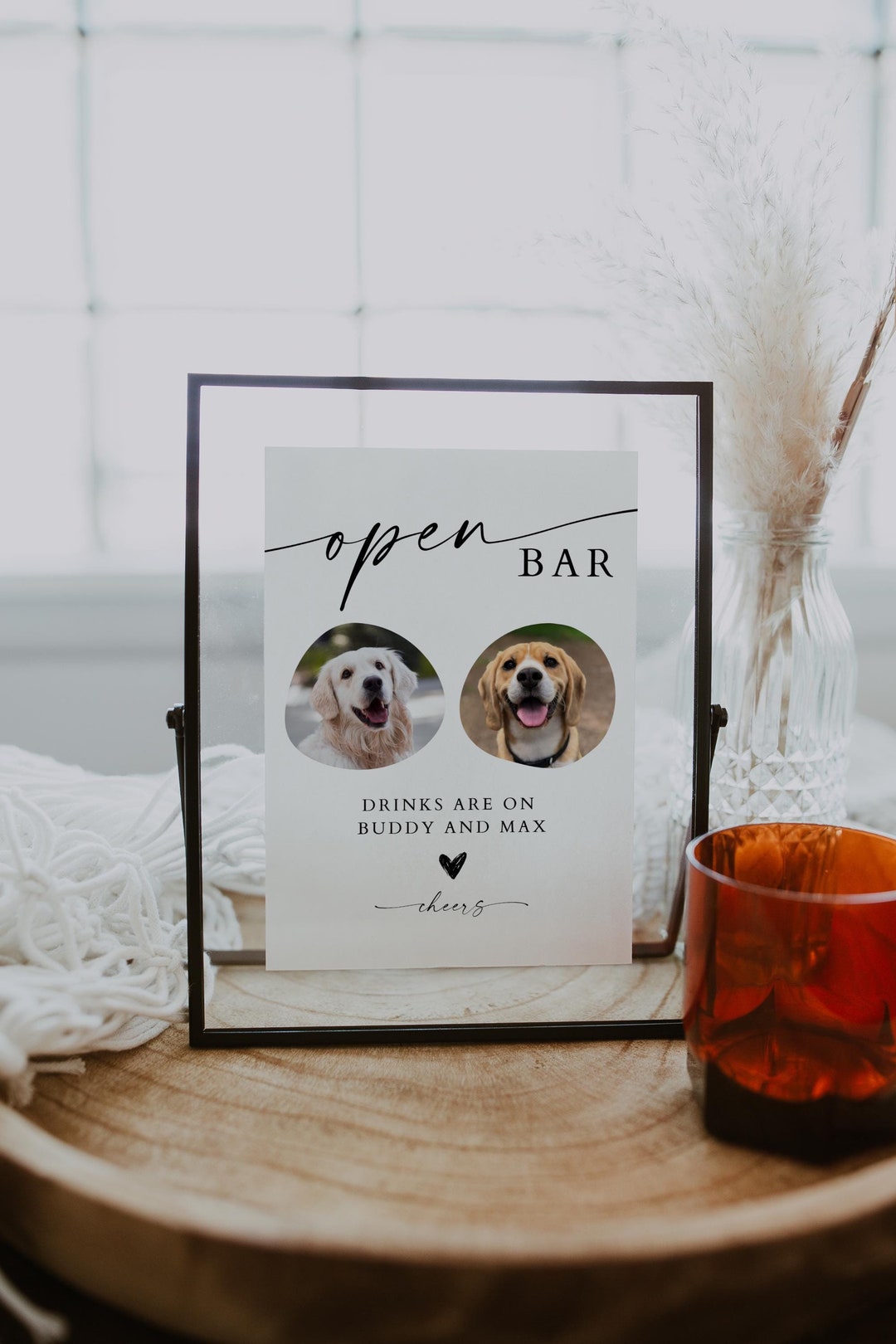 Open Bar Dog Sign, Pet Photo Drink Sign for Wedding, Drinks Are on the ...