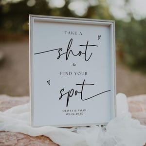 Take a Shot Find Your Spot Sign, Take A Shot Seating Sign, Take a Drink ...