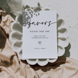 Wedding Favor Sign Template, Minimalist Printable (canva Editable) - Etsy