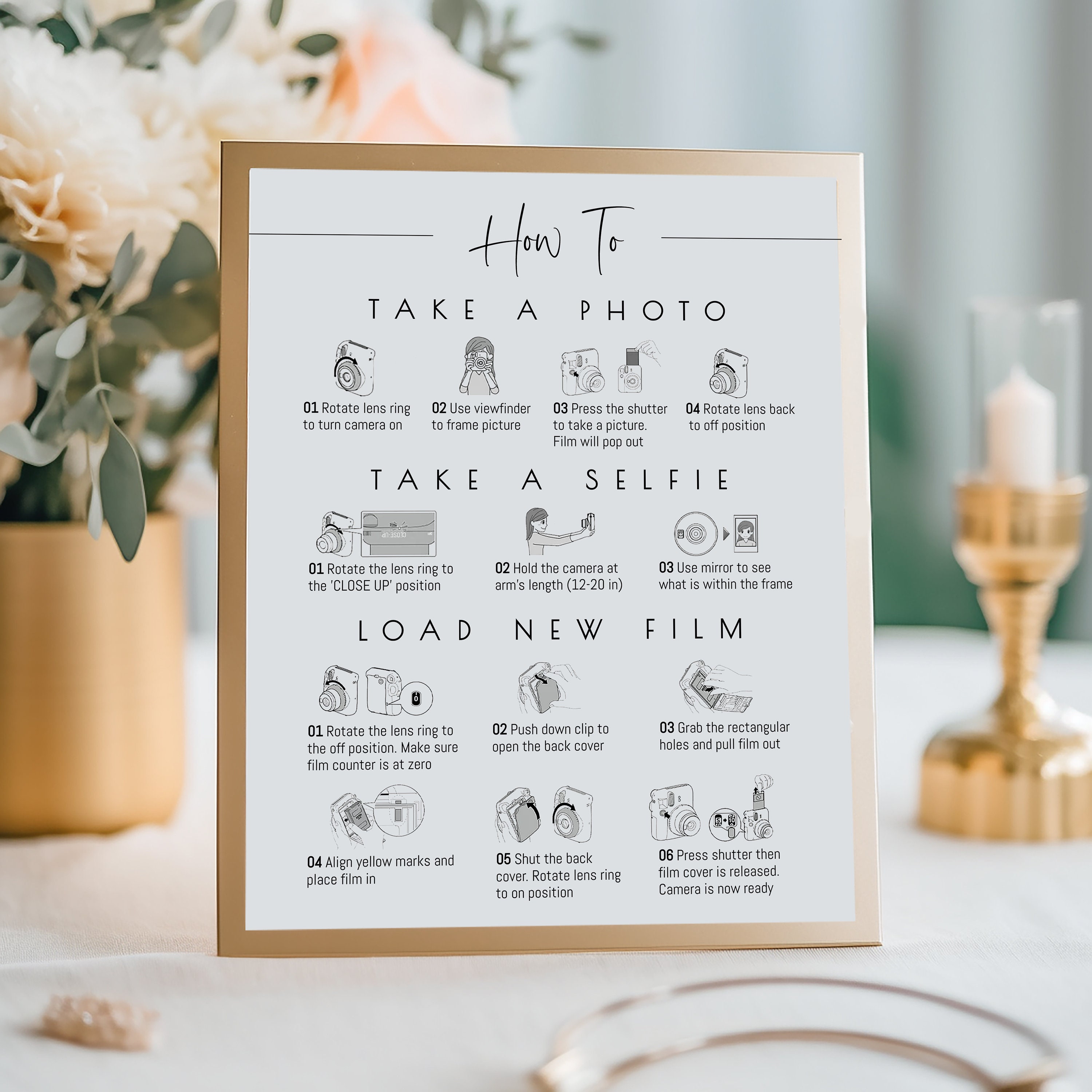 Instax Mini 12 Instructions Sign, Photo Guestbook Decor (digital ...