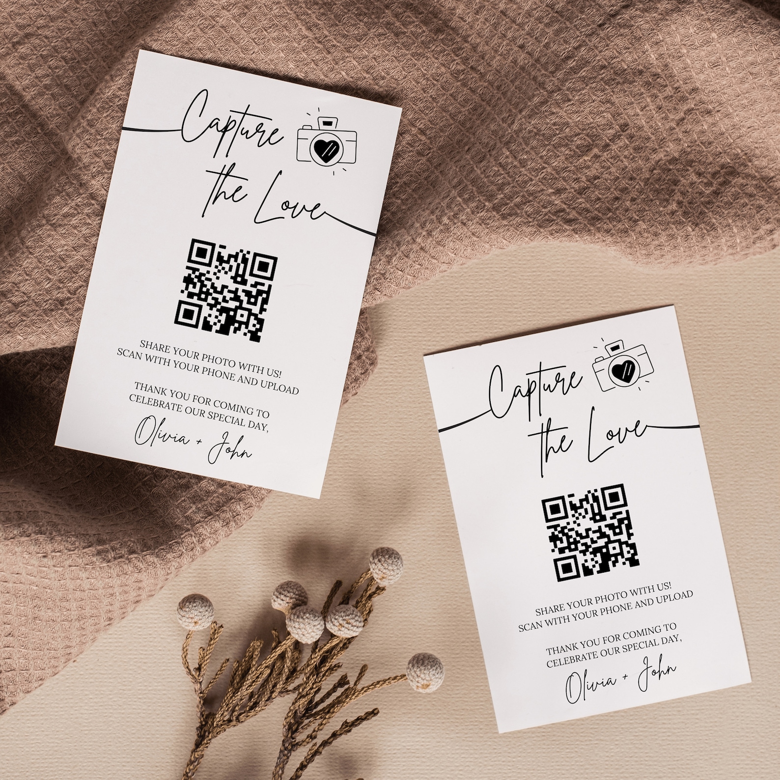 Minimalist QR Code Wedding Photo Card (digital Download) - Etsy