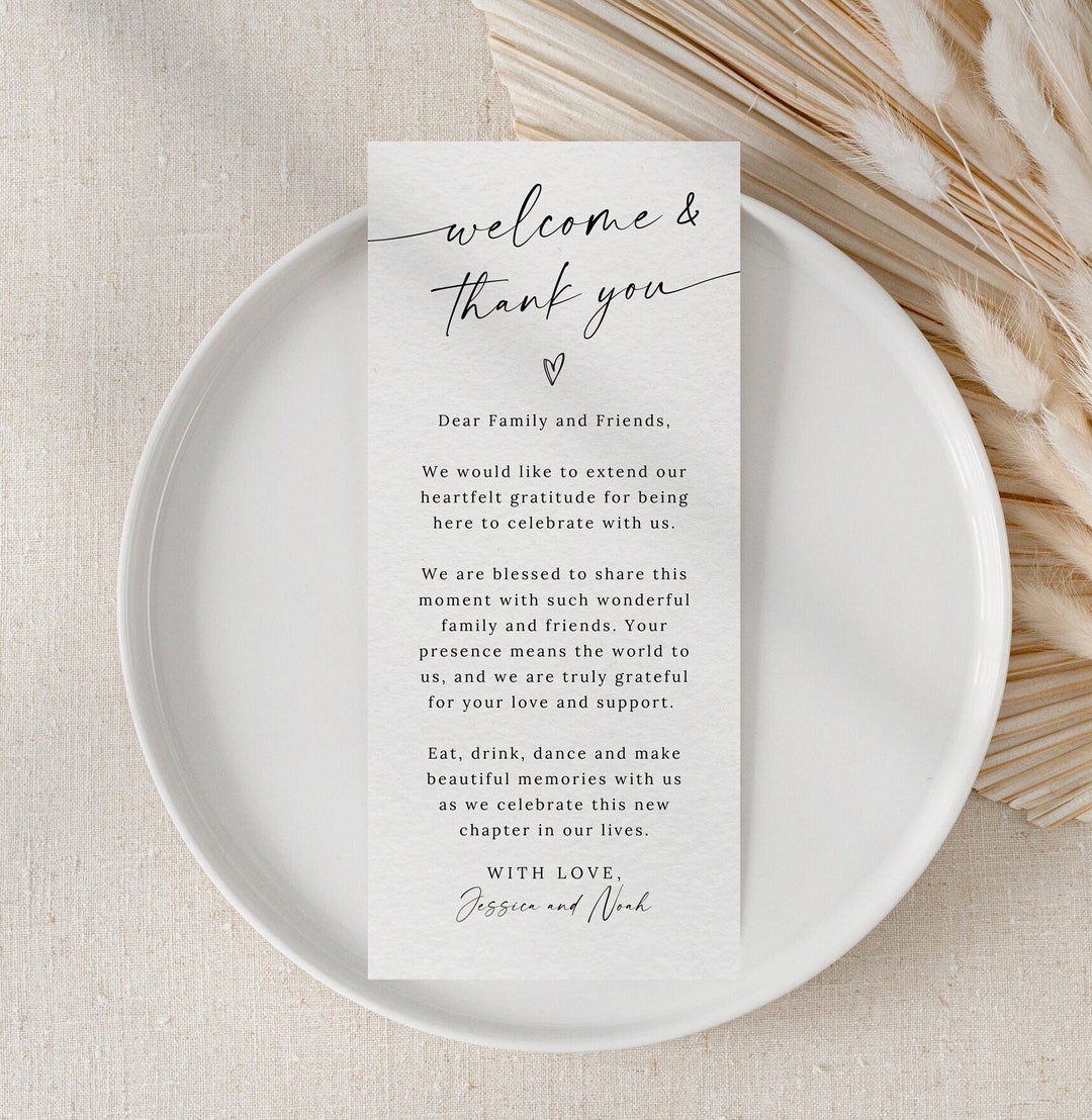 Minimalist Thank You Place Card Template, Thank You Napkin Note ...
