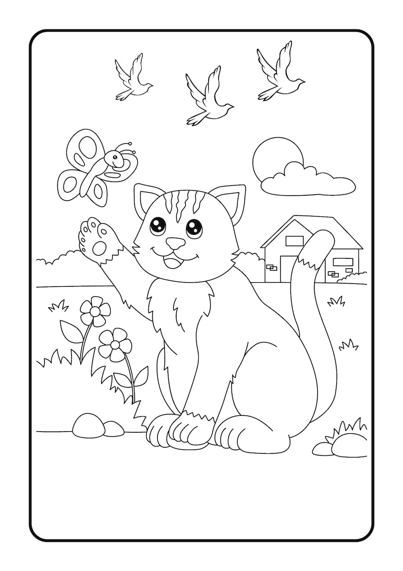 Printable Coloring Book With Cats - Etsy