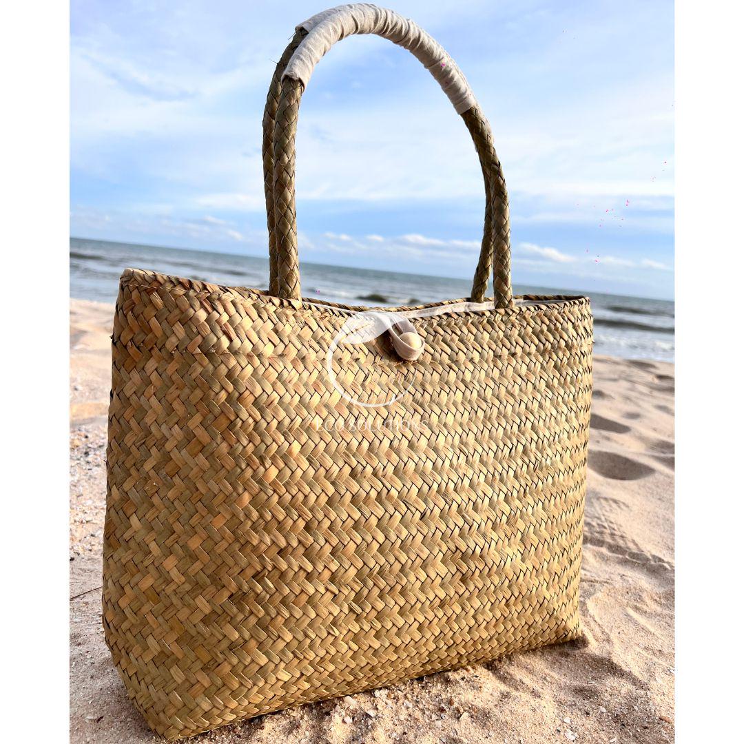 Beach Tote Straw Bag With Zipper - Etsy