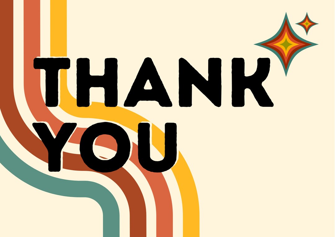 Retro Thank You Digital Card - Etsy