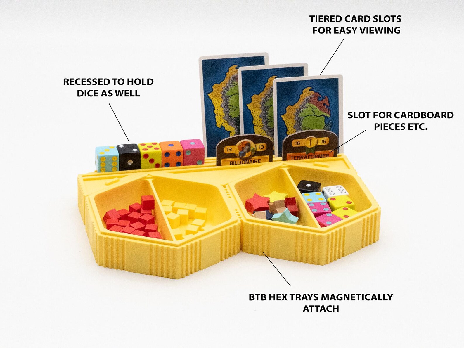 Magnetic Hex Tray Player Dock: Stackable Board Game Card and Dice ...