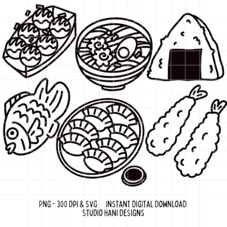 Japanese Food SVG PNG Bundle Snack Street Food Tempura Ramen Gyoza ...