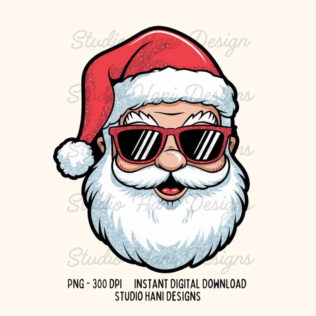 Retro Cool Santa With Sunglasses PNG Clipart Trendy Christmas Holiday ...