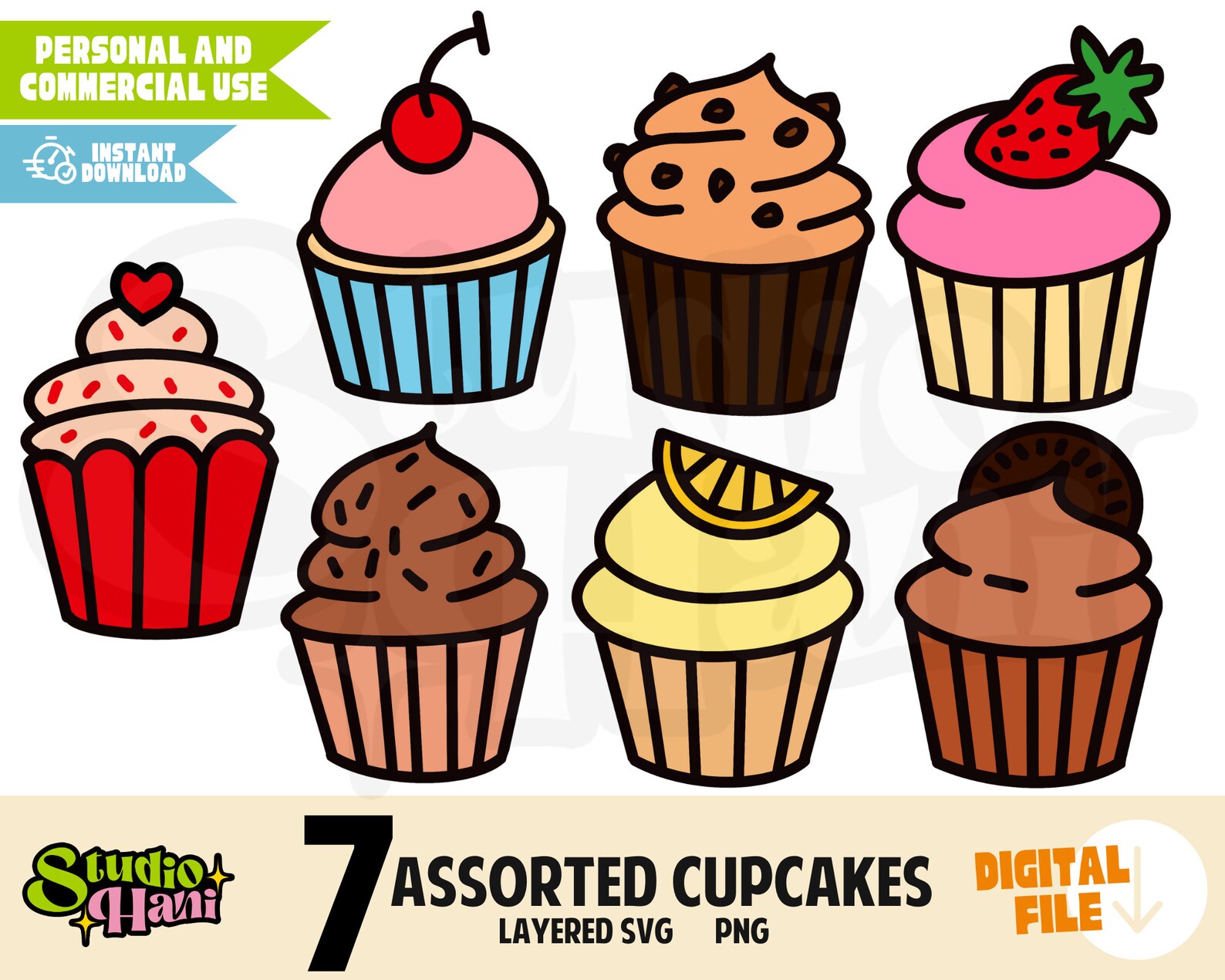 Cupcake SVG PNG Bundle Cupcakes Strawberry Muffin Chocolate Chip Lemon ...