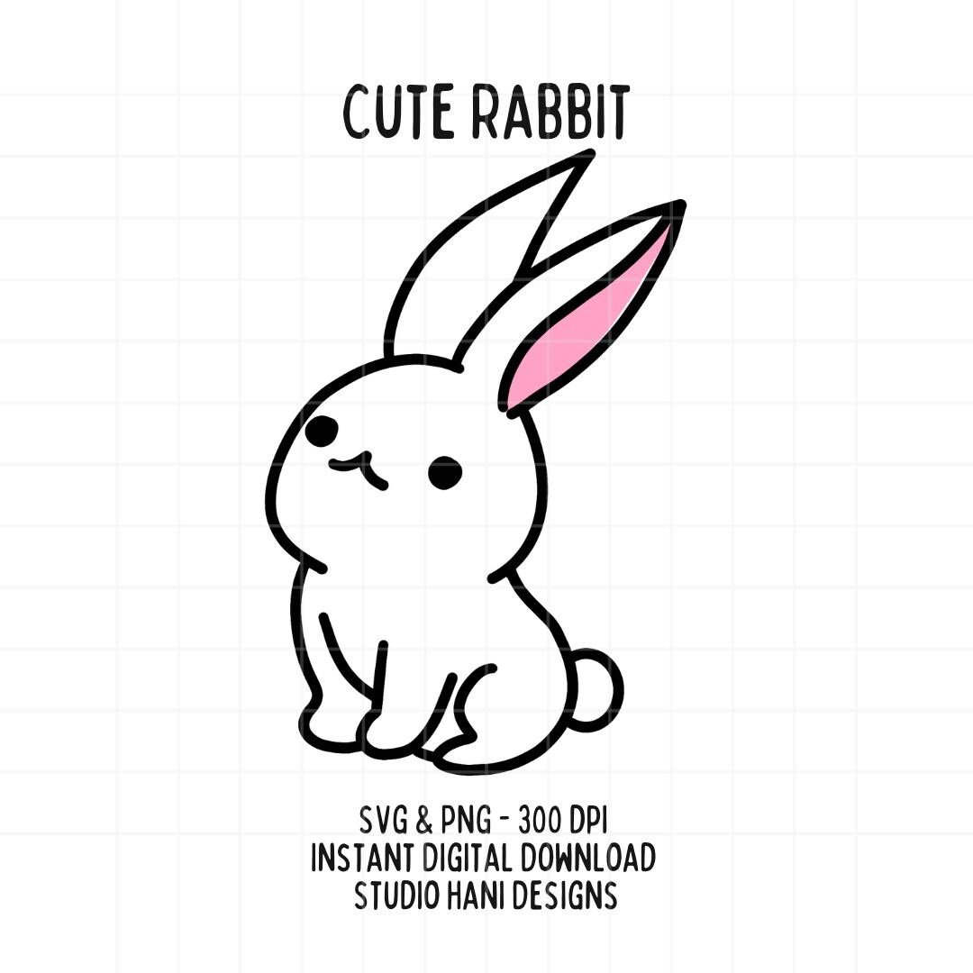 Cute Rabbit SVG PNG Clipart White Adorable Bunny Graphic Art Trendy ...
