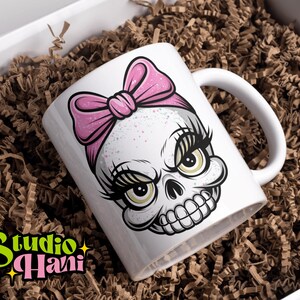 Girl Skull With Pink Bow and Glitter Eyeshadow PNG Clipart Trendy ...