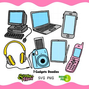 Gadgets SVG PNG Electronics Doodle Computer Laptop Tablet Phone ...