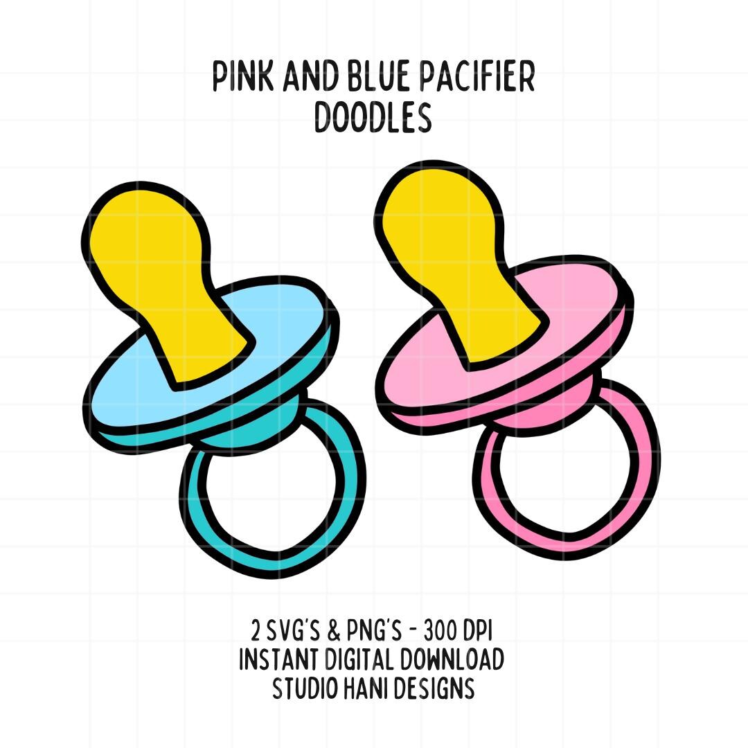Pink and Blue Pacifier Doodles SVG Pnggender Reveal Clipart Trendy ...