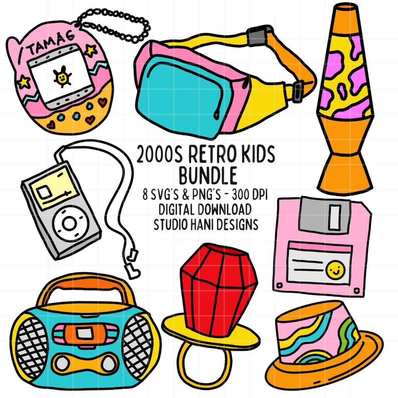 2000s Retro Kids Bundle SVG PNG Classic Millenial Stuffs Must-have ...