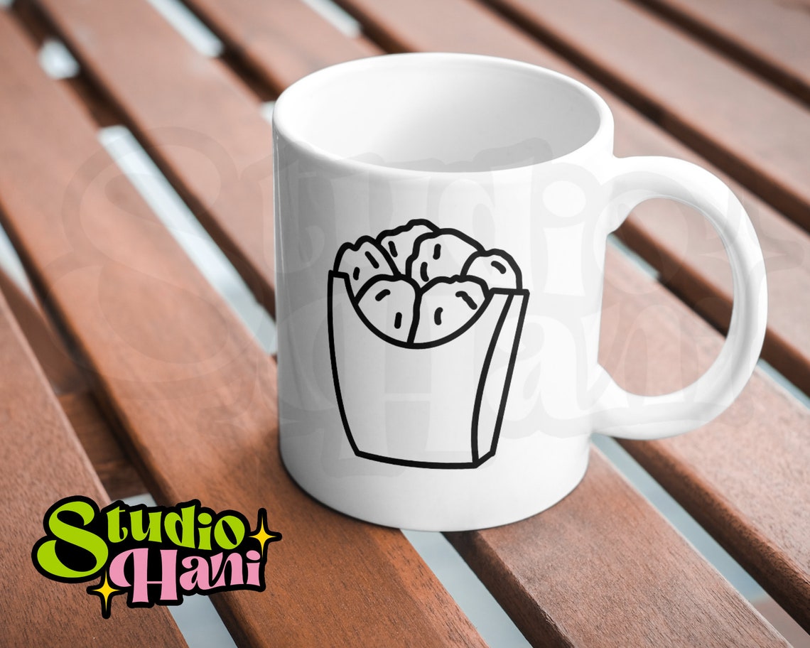 Chicken Nuggets SVG PNG Nuggs Nugget Fast Food Black and White Outline ...