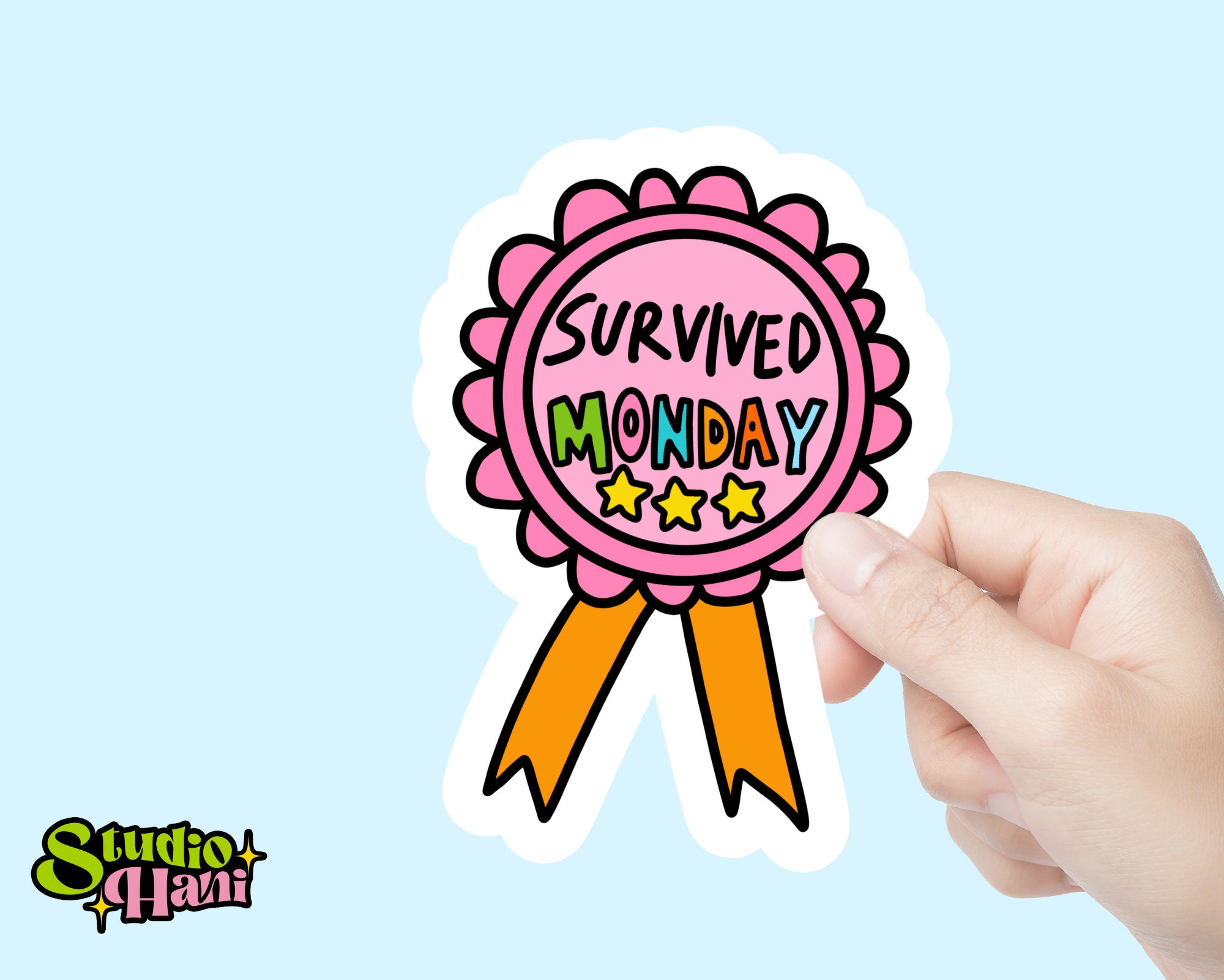 Survived Monday, Badge, Funny SVG, PNG, Mental Health, Self Love, Retro ...