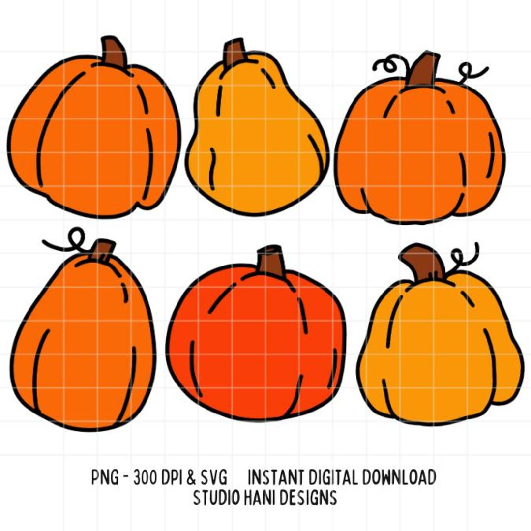Pumpkin SVG PNG Patch Bundle Doodle Autumn Fall Halloween Harvest ...