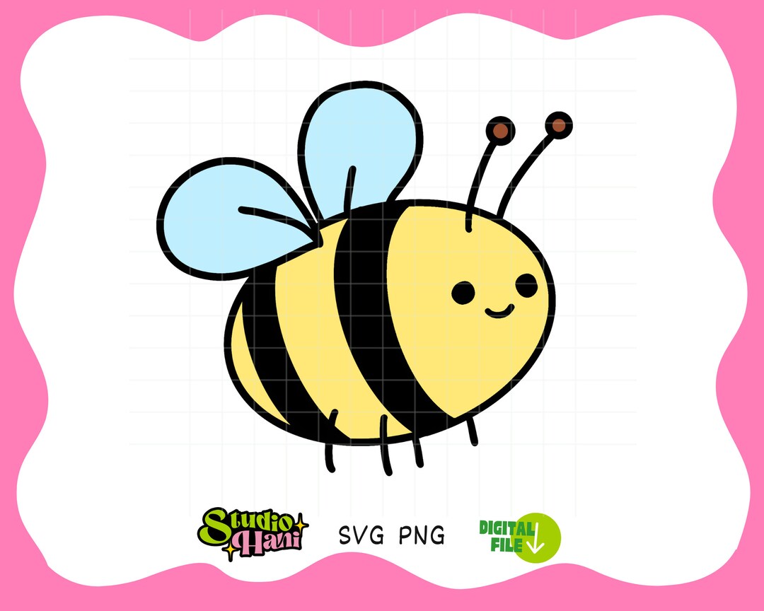Kawaii Bee SVG PNG Spring Cute Bees Clipart Illustration Doodle Cut ...