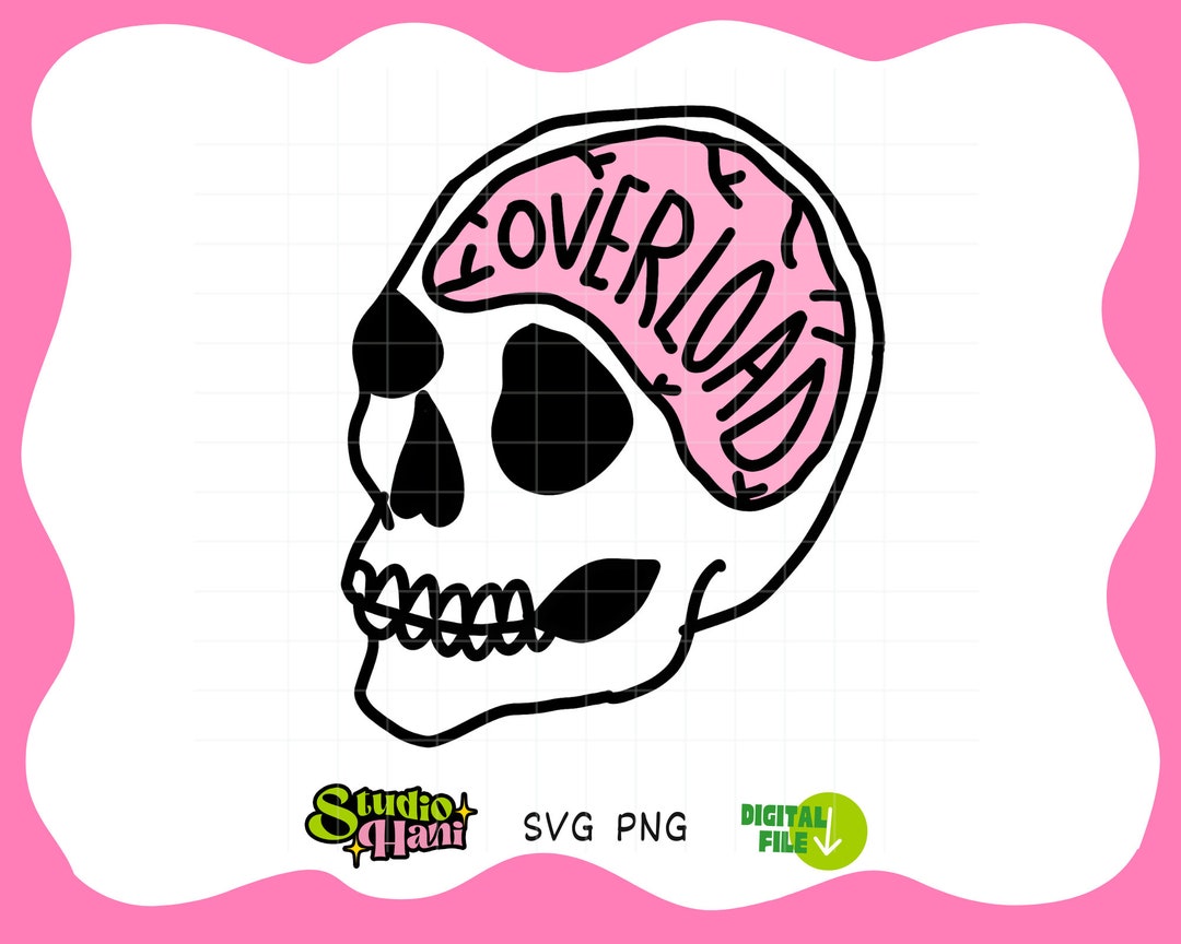 Overload Brain SVG PNG Skull Overloaded Information Funny Clipart ...