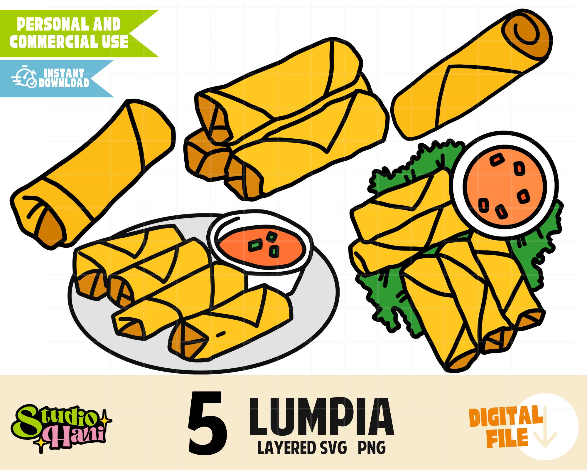 Lumpia SVG PNG Bundle Doodle Cut File for Silhouette Cricut Pinoy ...