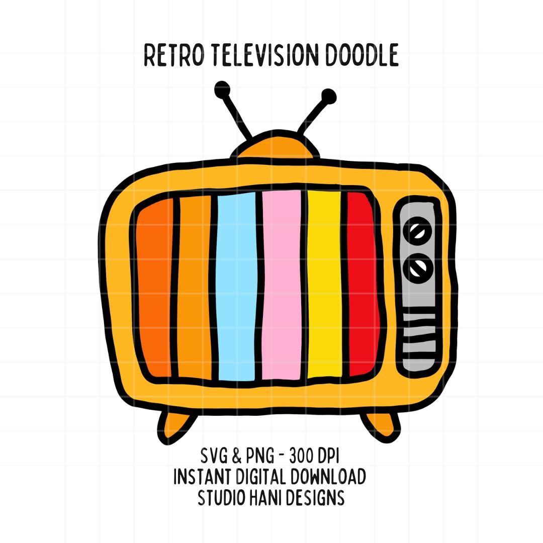 Retro Television Doodle SVG PNG Colorful Nostalgic TV Clipart Trendy ...
