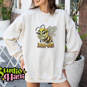 Zom-bee Zombie Bee Halloween PNG Clipart Trendy Sticker Funny Pun ...