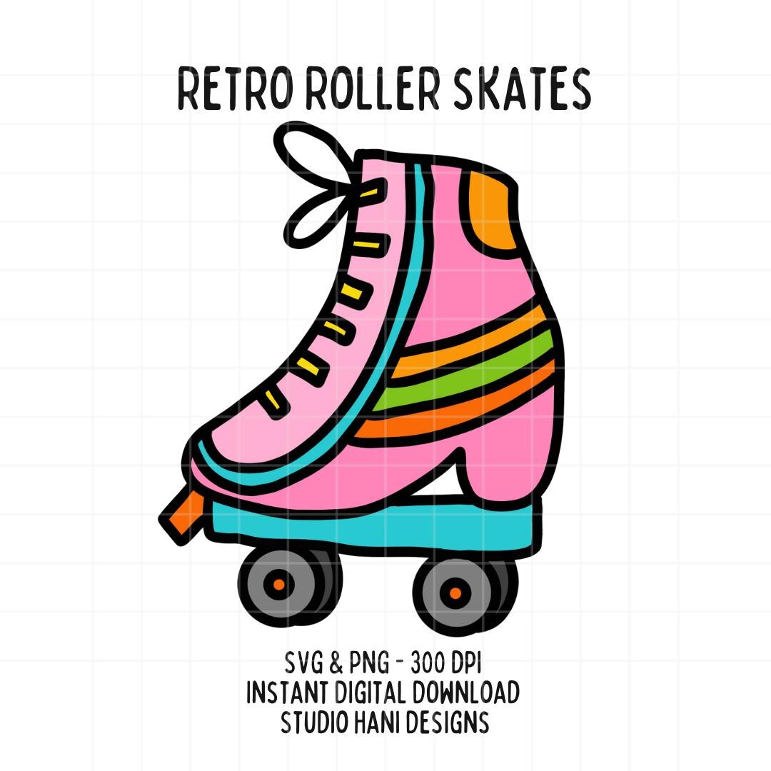 Retro Roller Skates SVG PNG Clipart 80's Culture Skateboard Art Trendy ...