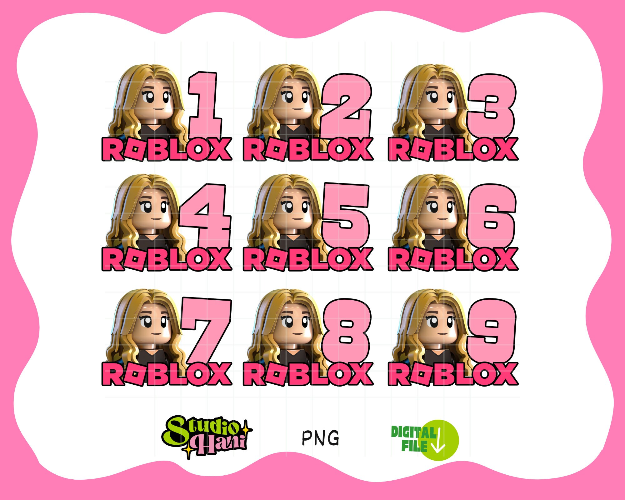 Roblox Girl PNG Character Clipart Design for Birthday Parties Events ...