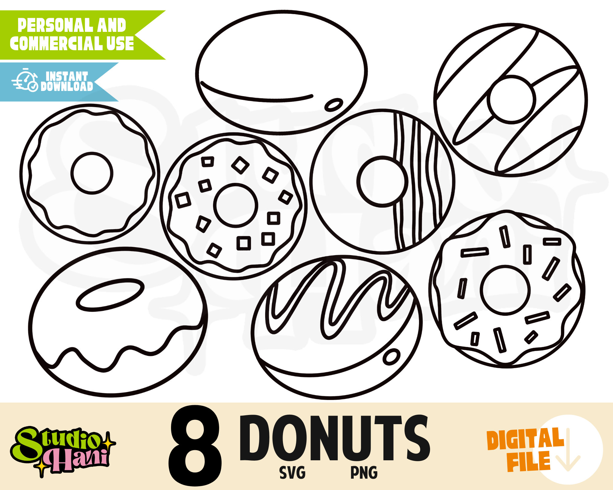Doughnut Clipart Black And White