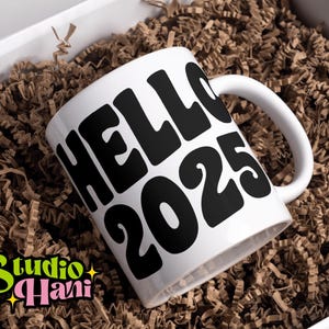 Hello 2025 SVG PNG Simple Black and White Outline Clipart Trendy Design ...