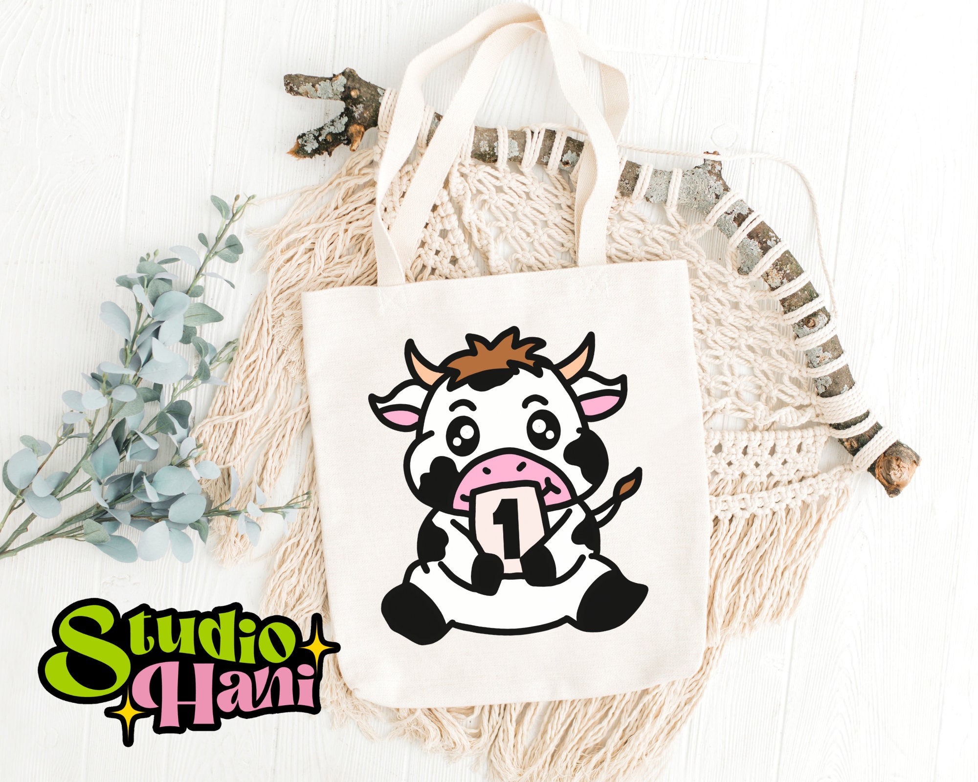 Cow Number 2 SVG PNG Doodle Cute Cattle Birthday Party Theme Event 2nd ...