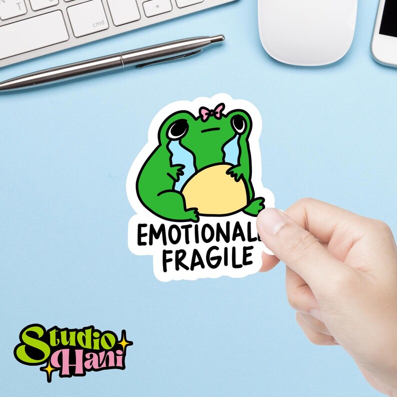 Emotionally Fragile Frog PNG Clipart Funny Cartoon Relatable Trendy ...
