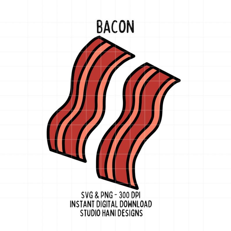 Bacon SVG PNG Clipart Kitchen Breakfast Food Graphic Printable Trendy ...