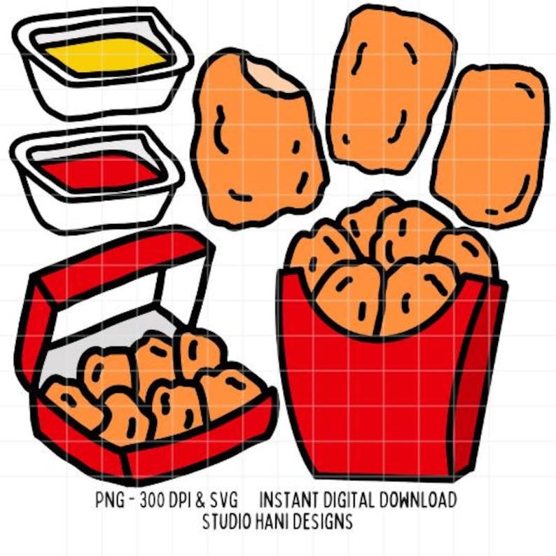 Chicken Nuggets SVG PNG Bundle Nuggs Nugget Fast Food Cut File ...