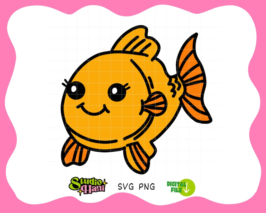 Kawaii Fish SVG PNG Doodle Cute Goldfish Fishes Clipart Digital ...