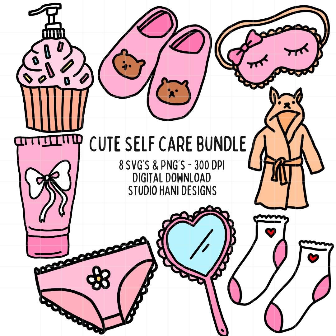 Cute Self Care Bundle SVG PNG Self Love Me Time Mental Health Care ...