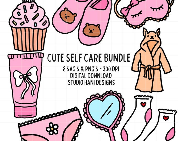 Self Care Clipart Set. Cute Clipart Bundle of Wellbeing and Health, for ...