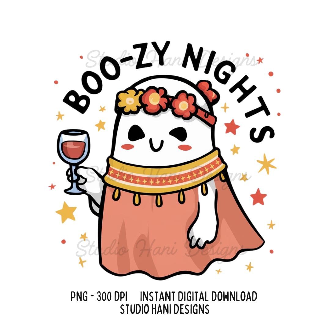Boo-zy Nights PNG Clipart Ghost Drinking Booz Boho Costume Funny Boo ...