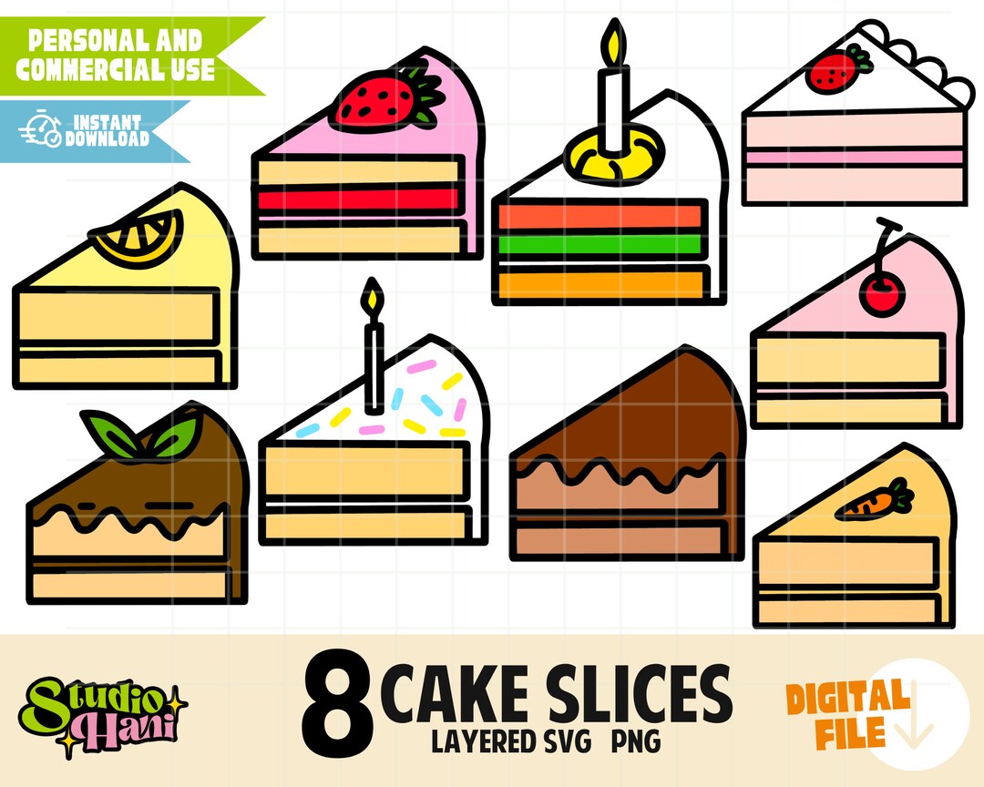 Cake Slices SVG PNG Bundle Strawberry Shortcake Chocolate Lemon ...