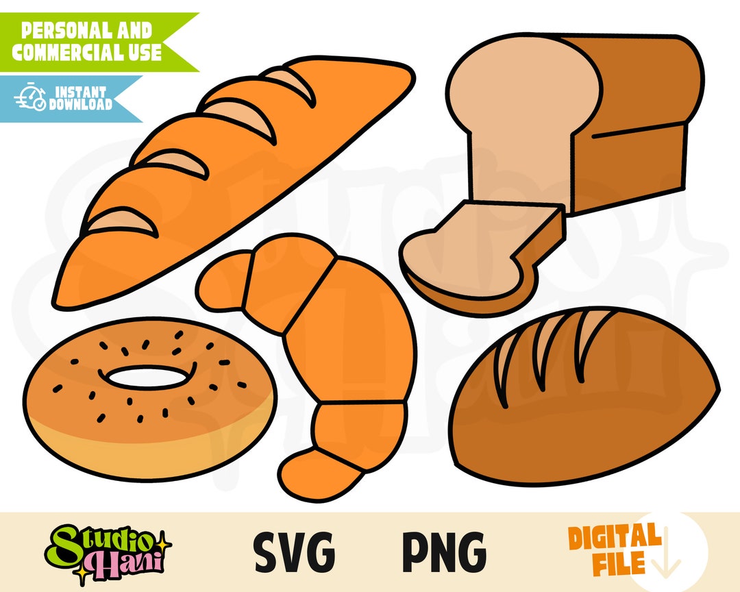 Bread SVG PNG Croissant Loaf Bagel French Bread Sourdough Clipart Cut ...