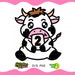 Cow Number 2 SVG PNG Doodle Cute Cattle Birthday Party Theme Event 2nd ...