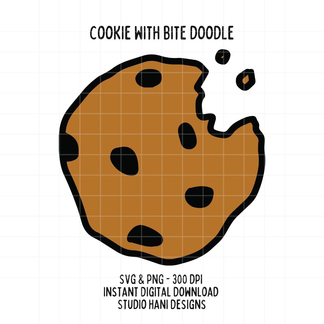 Cookie With Bite Doodle SVG PNG Delicious Sweet Dessert Clipart Trendy ...