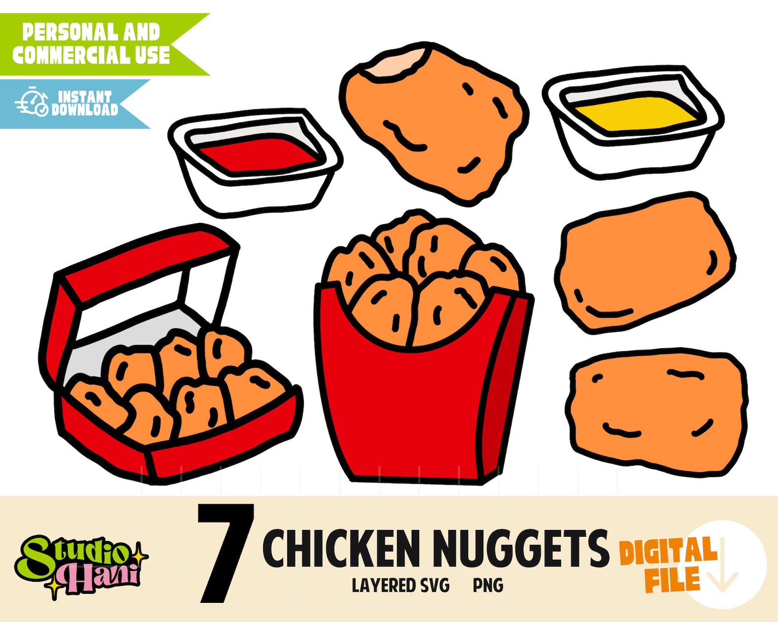 Chicken Nuggets SVG PNG Bundle Nuggs Nugget Fast Food Cut File ...
