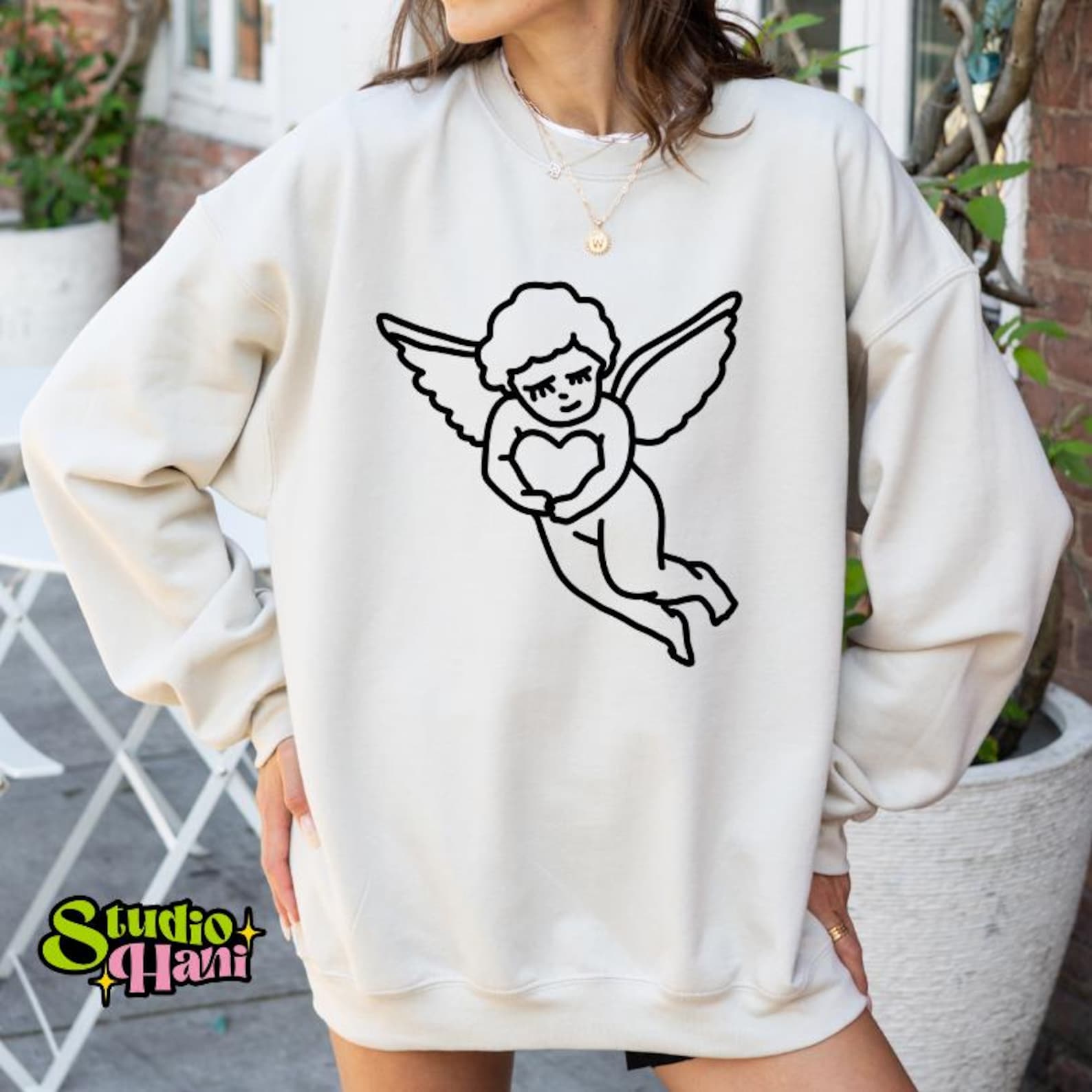 Cherub Angel SVG PNG Bundle Doodle Valentine Hand Drawn Black and White ...