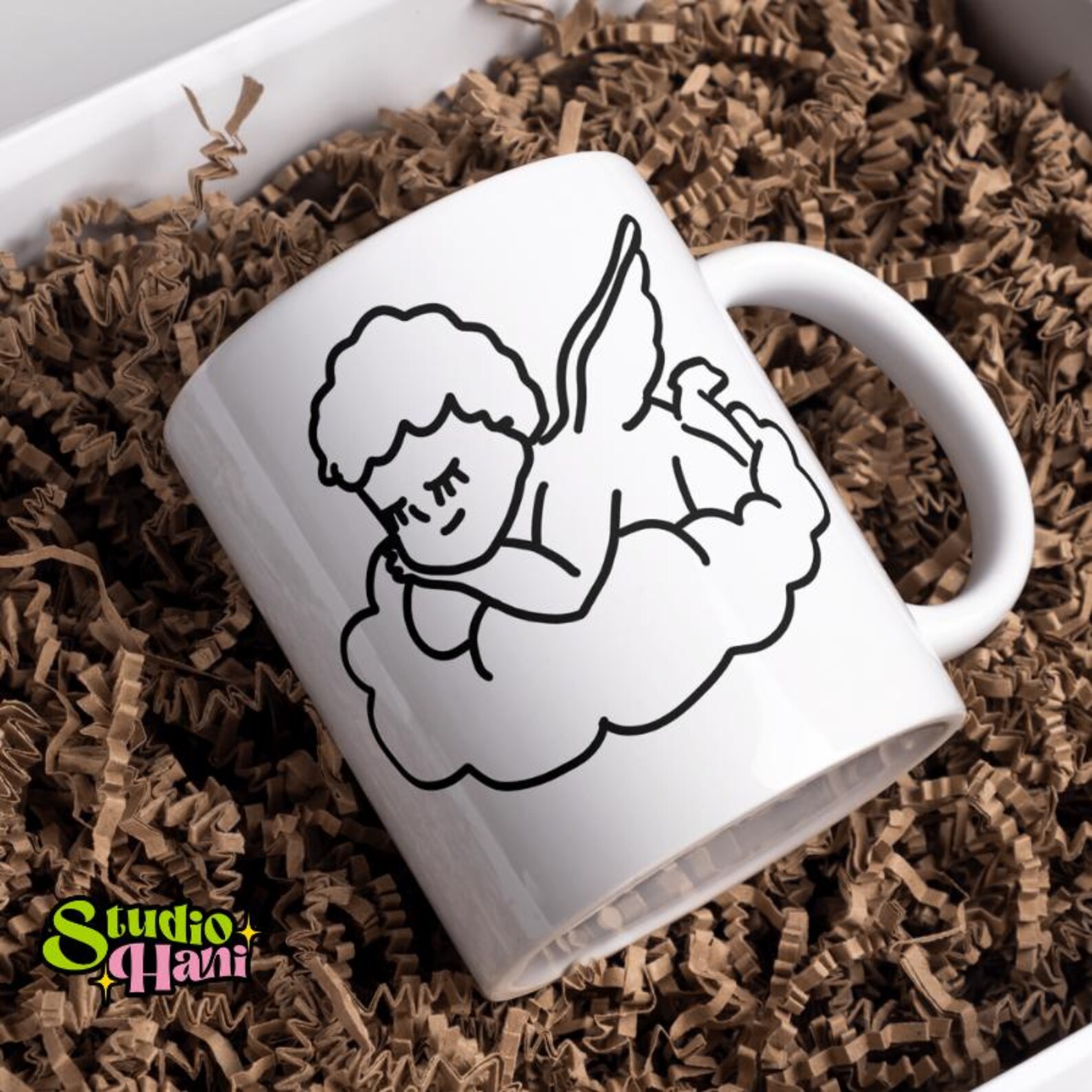 Cherub Angel SVG PNG Bundle Doodle Valentine Hand Drawn Black and White ...