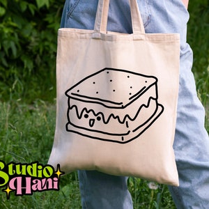 Smores SVG PNG Bundle Marshmallow Outline Black and White Clipart Cut ...