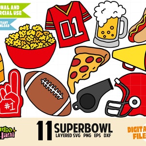 Superbowl SVG PNG Eps Dxf Doodles Clipart Bundle Commercial Use Cut ...